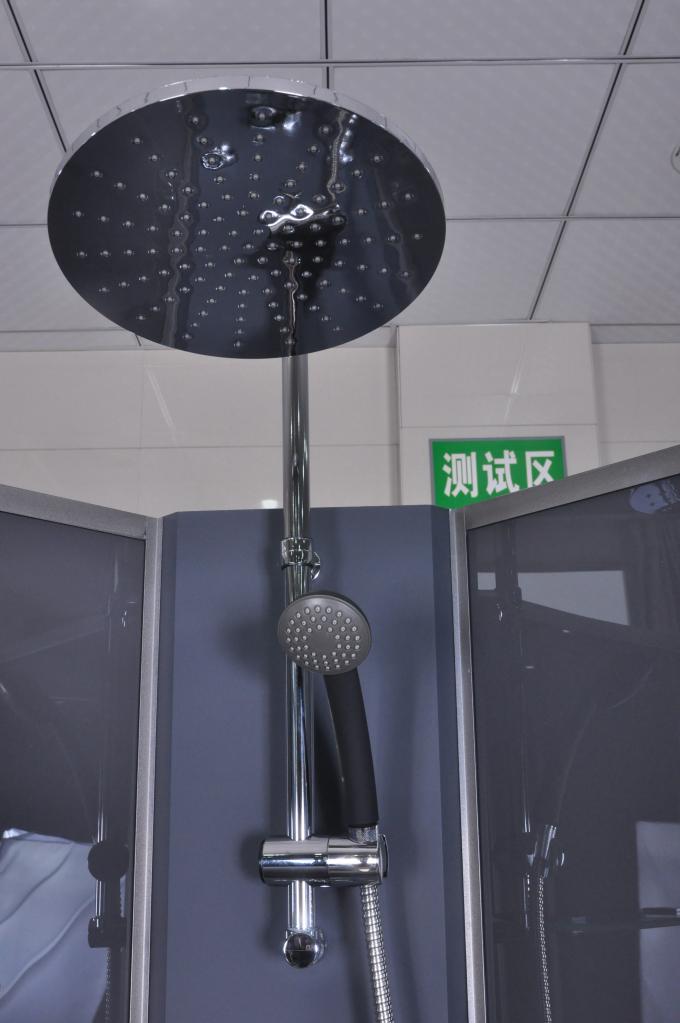 Tempered Glass Quadrant Shower Cubicles PVC In Matt Grey Functional Panel