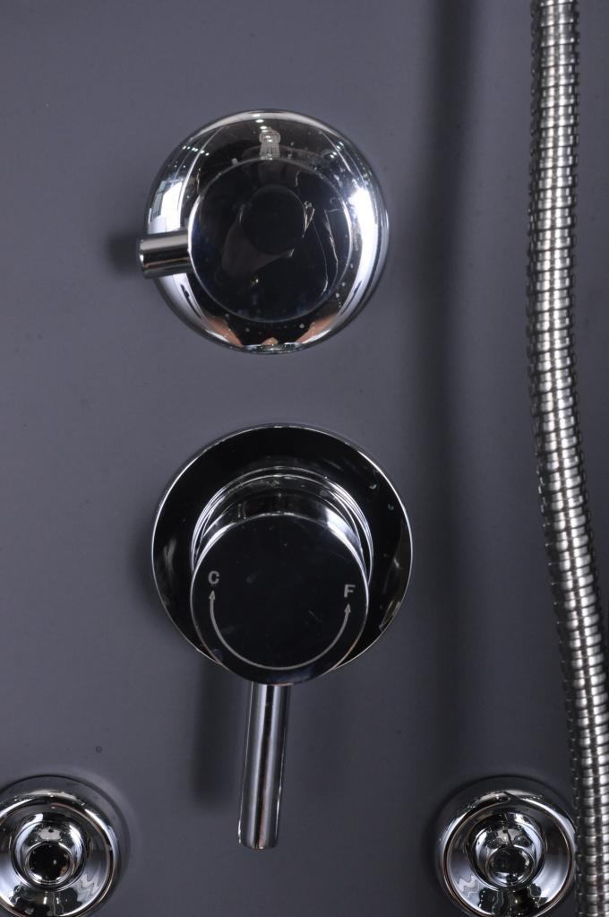 Tempered Glass Quadrant Shower Cubicles PVC In Matt Grey Functional Panel