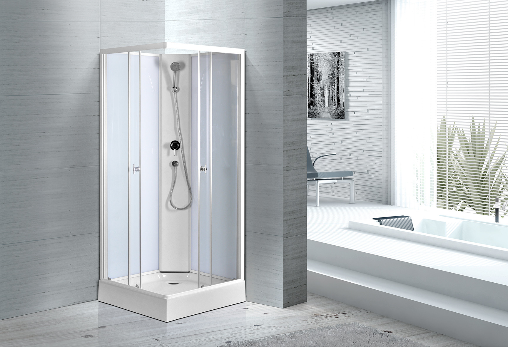 Modern Moulded Shower Cubicles 800 X 800 X 1950 Mm Free Standing Type