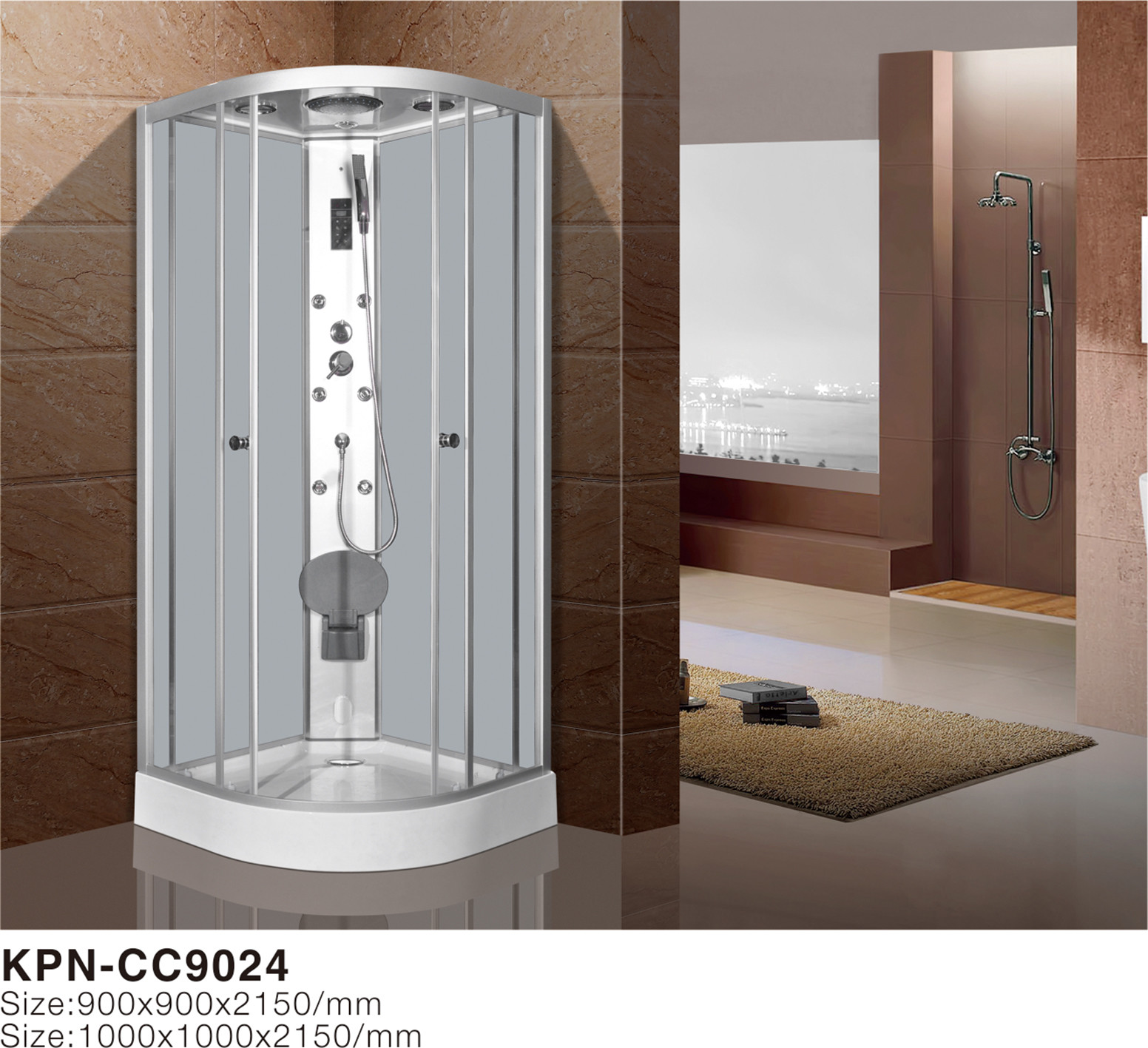 Shower Cabin with white acrylic tray silive aluminium